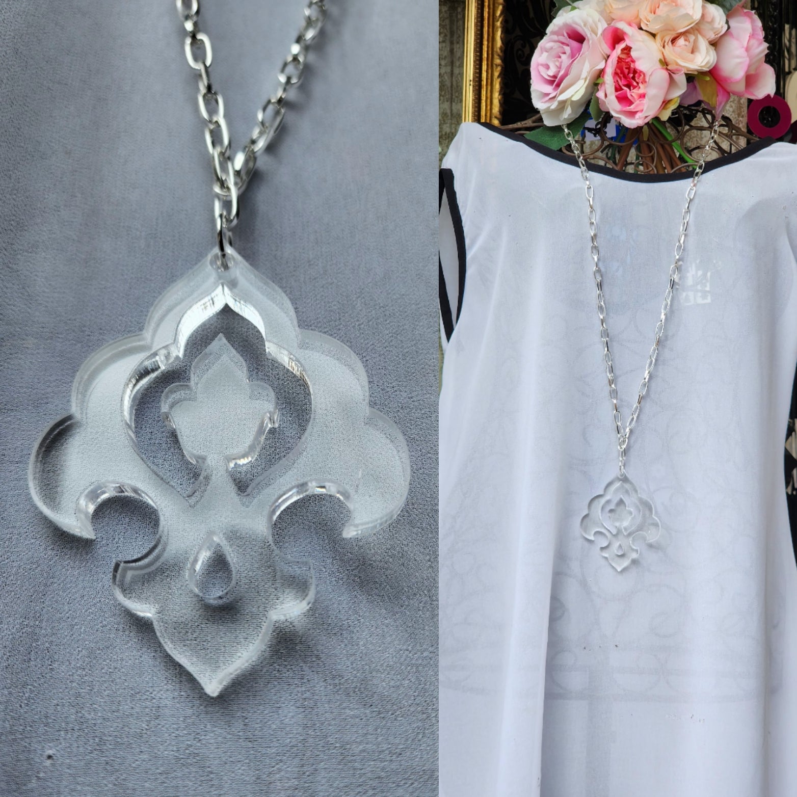 Damask Clear Chunky 6mm Necklace – M and D Jewellery
